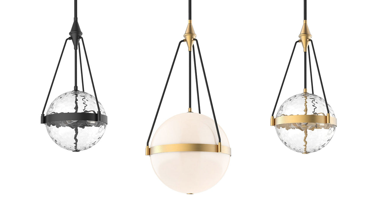 Darcy Medium Globe Pendant 14", Matte Black with Milk Glass – Lights.com