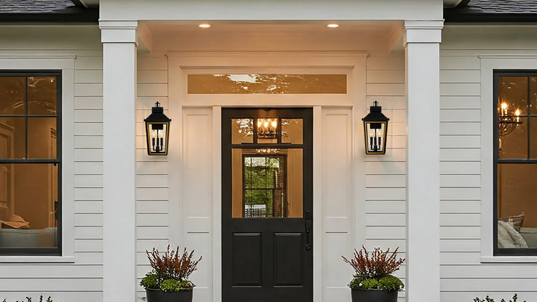 Ellington Outdoor Wall Light, Medium 19" Black and Textured Gold – Lights.com