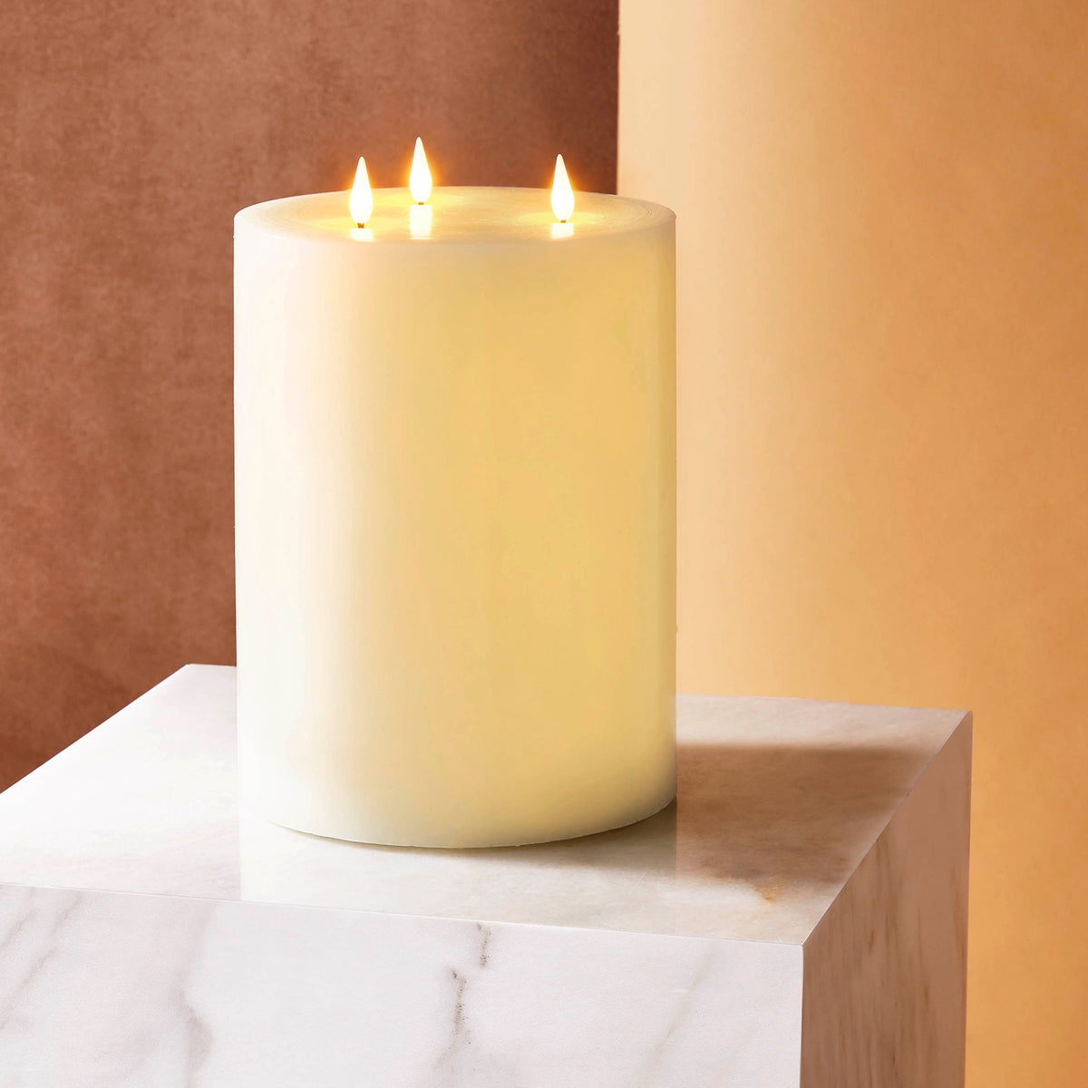 Infinity Wick Ivory 3-LED 6"x8" Flameless Pillar Candle – Lights.com