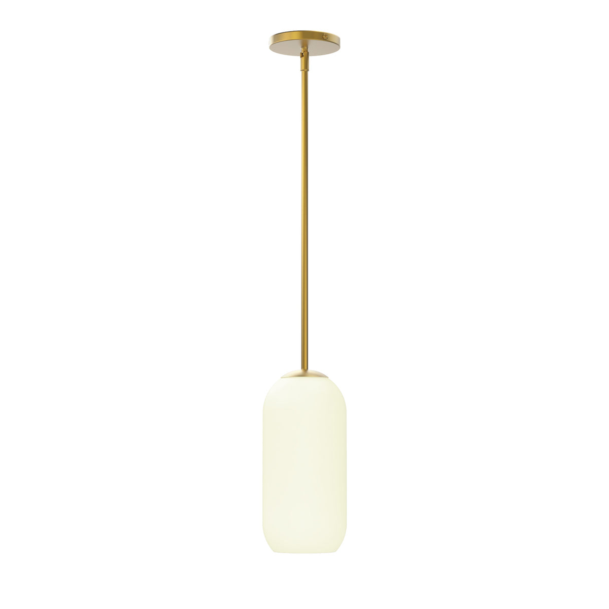 Liv 11" Pill Shaped Frosted Glass Pendant Light, Satin Brass Finish ...