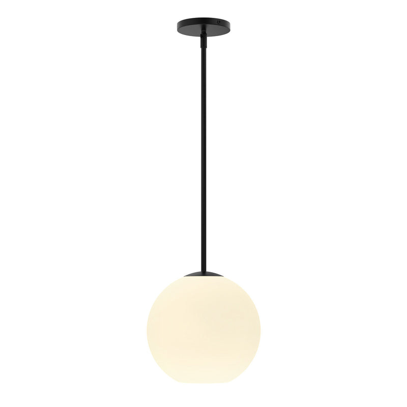 Aria 10" Frosted Glass Globe Pendant Light, Matte Black Finish, Modern ...