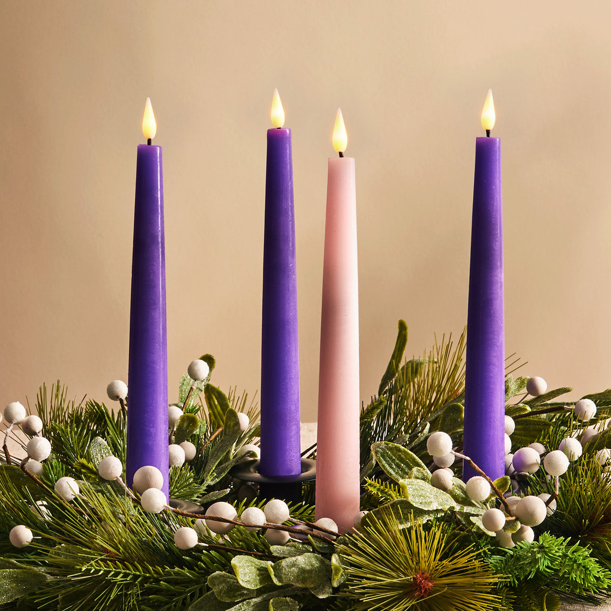 Infinity Wick Advent 9" Flameless Taper Candles, Set of 4 – Lights.com