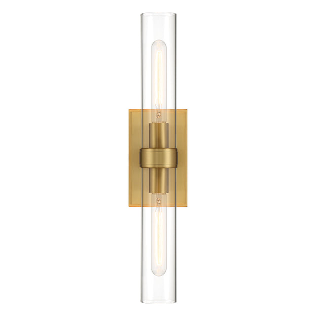 Sutton 2-Light 21" Wall Sconce or Vanity Light, Satin Brass and Clear Glass, ADA Accent Lighting ...