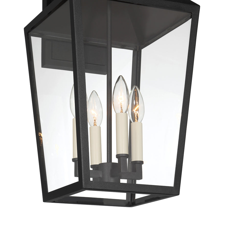 Cole 21.5" Outdoor Lantern Wall Light with Glass Panels, Matte Black ...