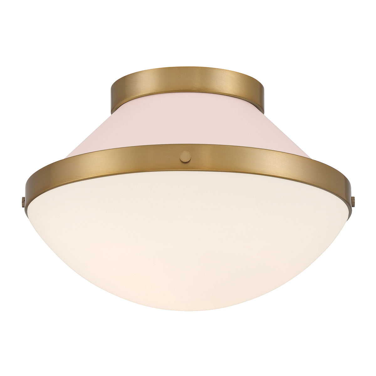 Blair Dome Flush Mount 12” Wide, Pink Quartz and Brass – Lights.com