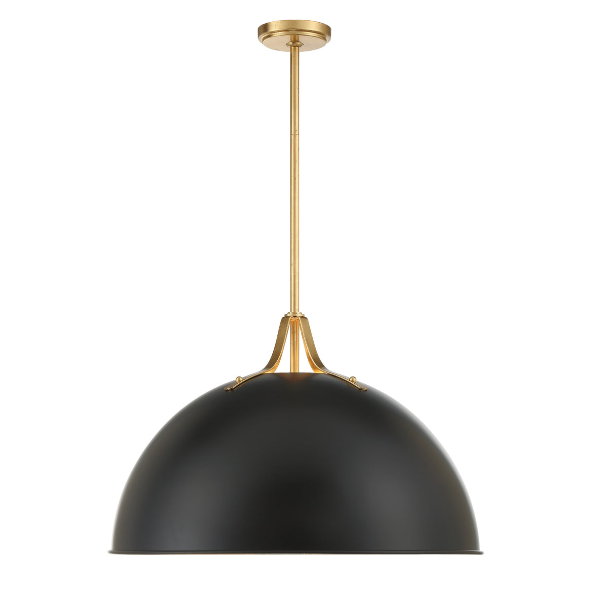 Grant Extra Large Metal Dome Pendant 23", Black and Antique Gold ...