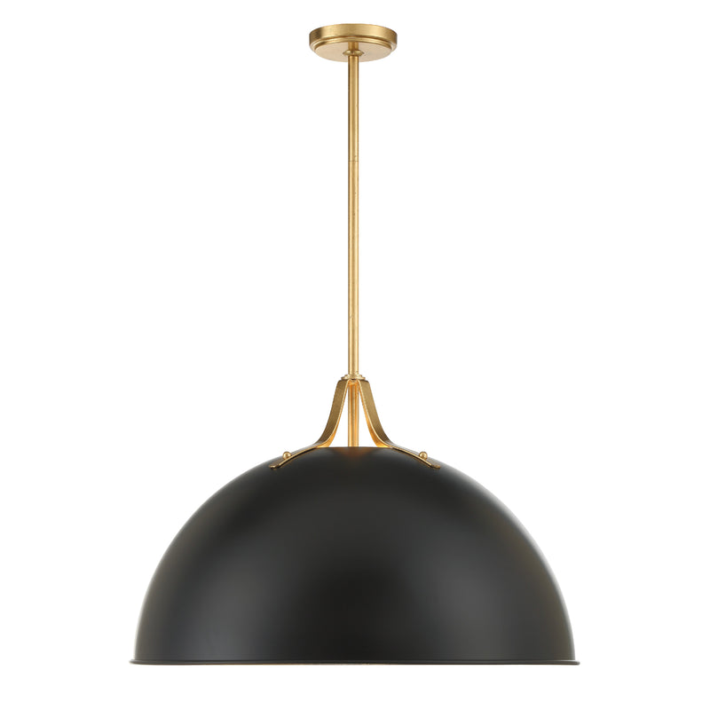 Grant Extra Large Metal Dome Pendant 23", Black and Antique Gold ...