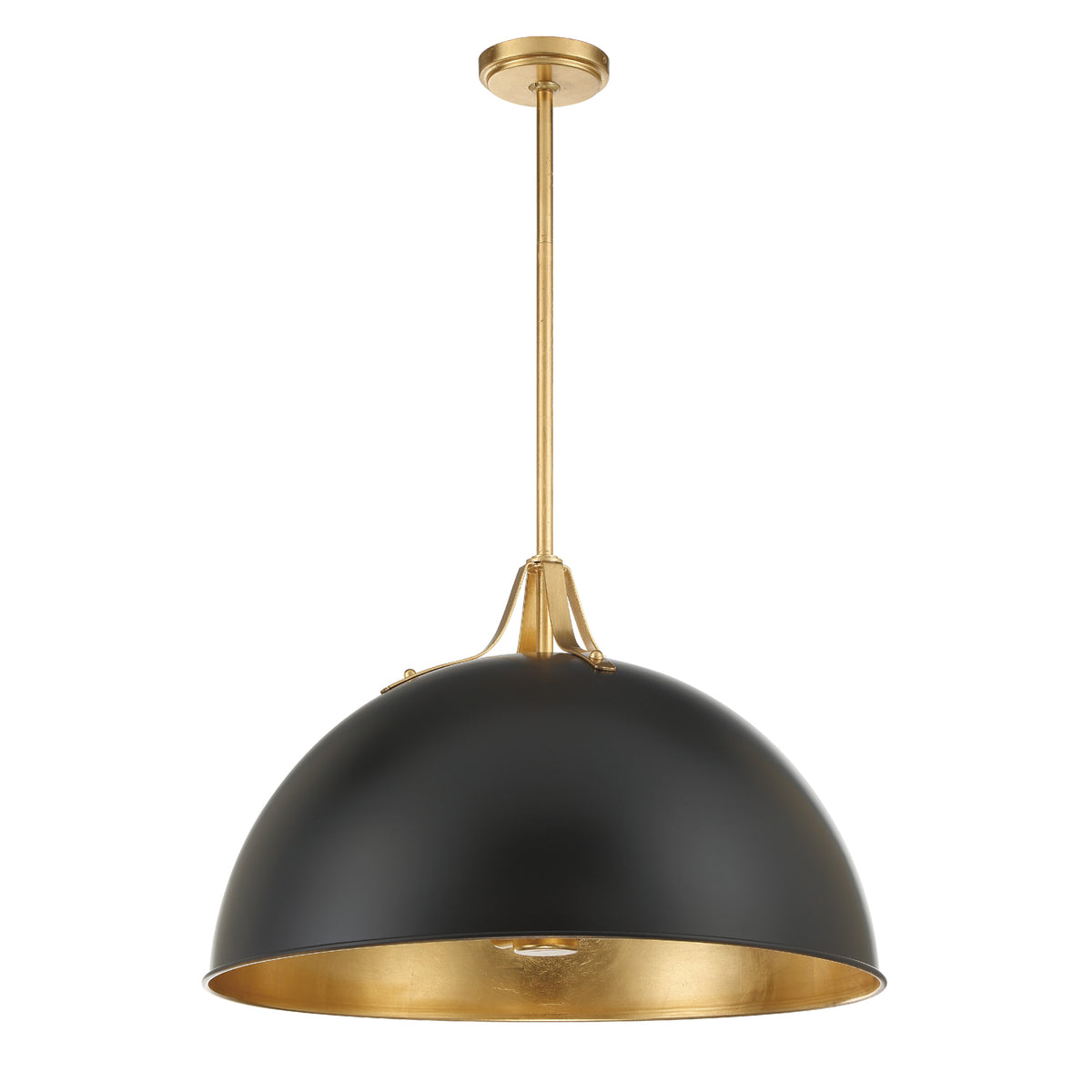 Grant Extra Large Metal Dome Pendant 23", Black and Antique Gold ...
