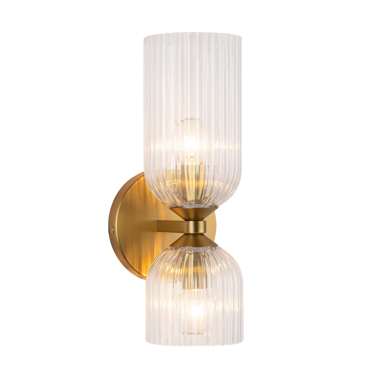 Elle Wall Sconce, Brushed Brass and Clear Reeded Glass – Lights.com