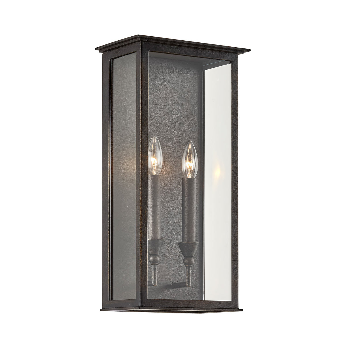 Clinton Outdoor Wall Light, Medium 19" Bronze with Clear Glass – Lights.com