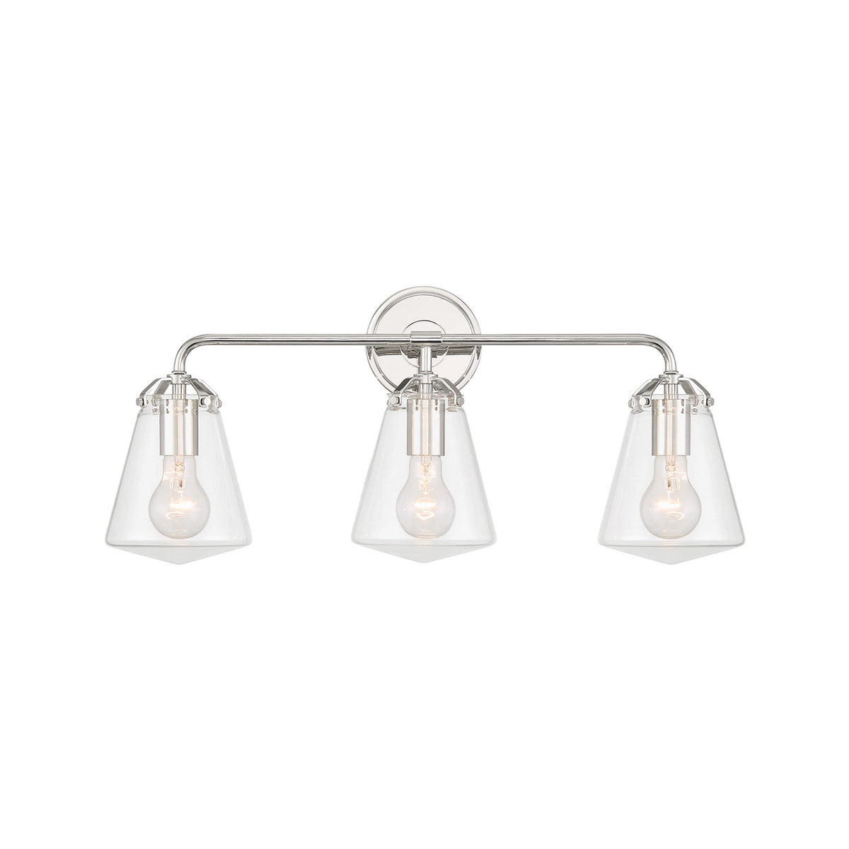 Addison 3 Light 25" Vanity Light, Polished Nickel with Clear Glass ...
