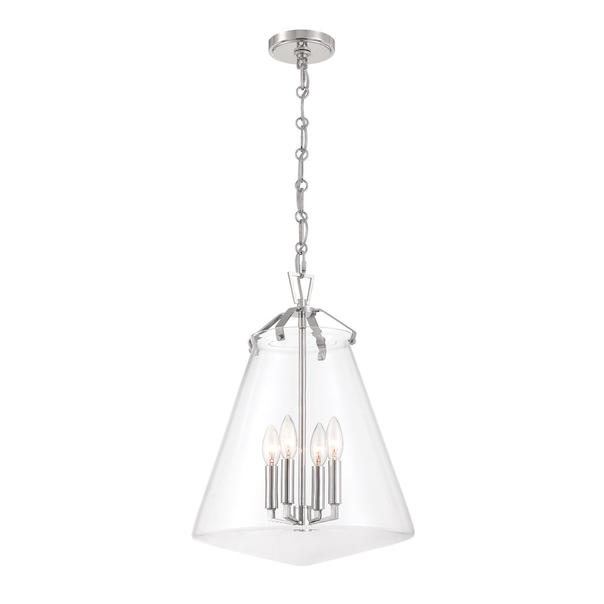 Addison Large Pendant 15", Polished Nickel with Clear Glass and Chain ...