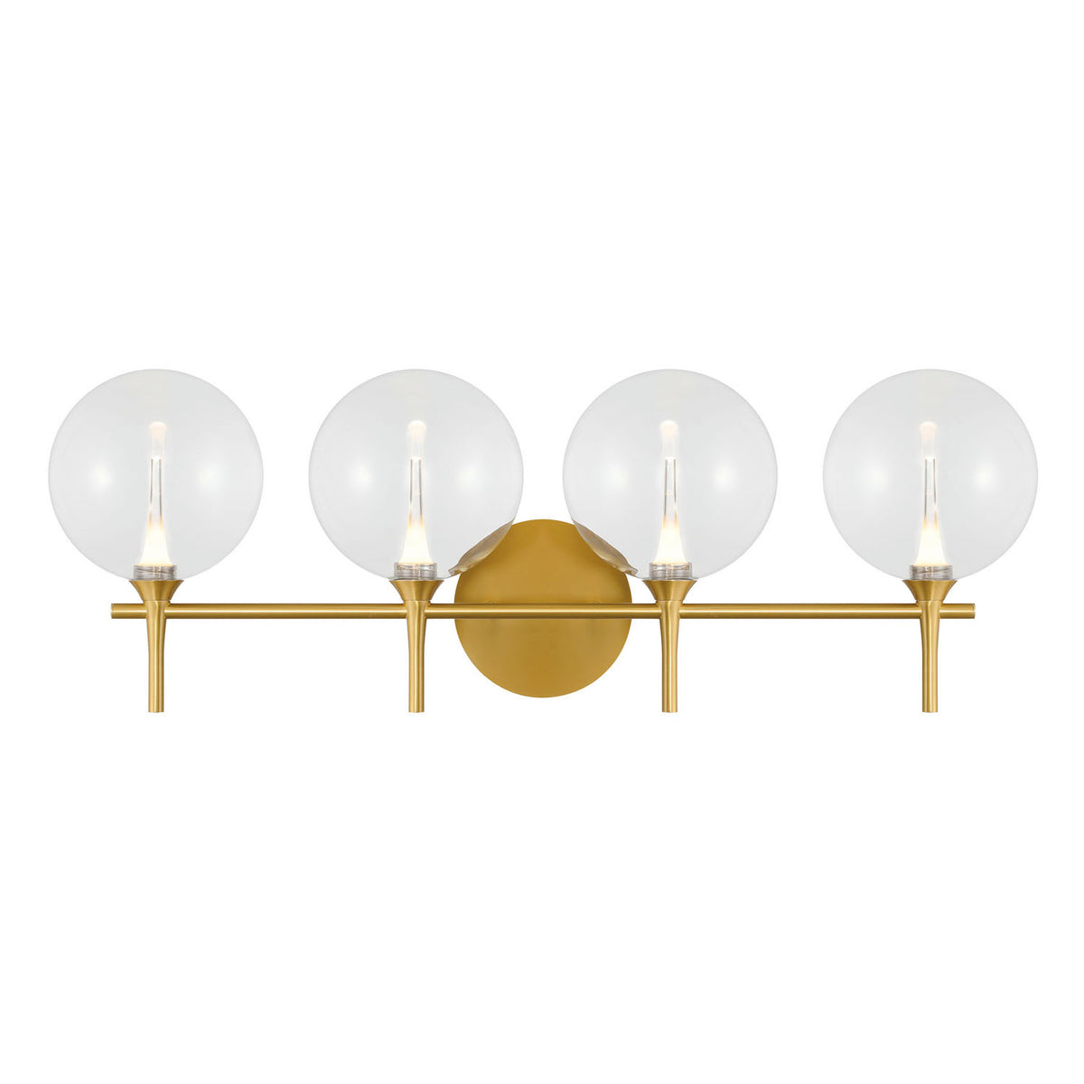 Eaton LED 4 Light Vanity, Brass and Clear Glass – Lights.com