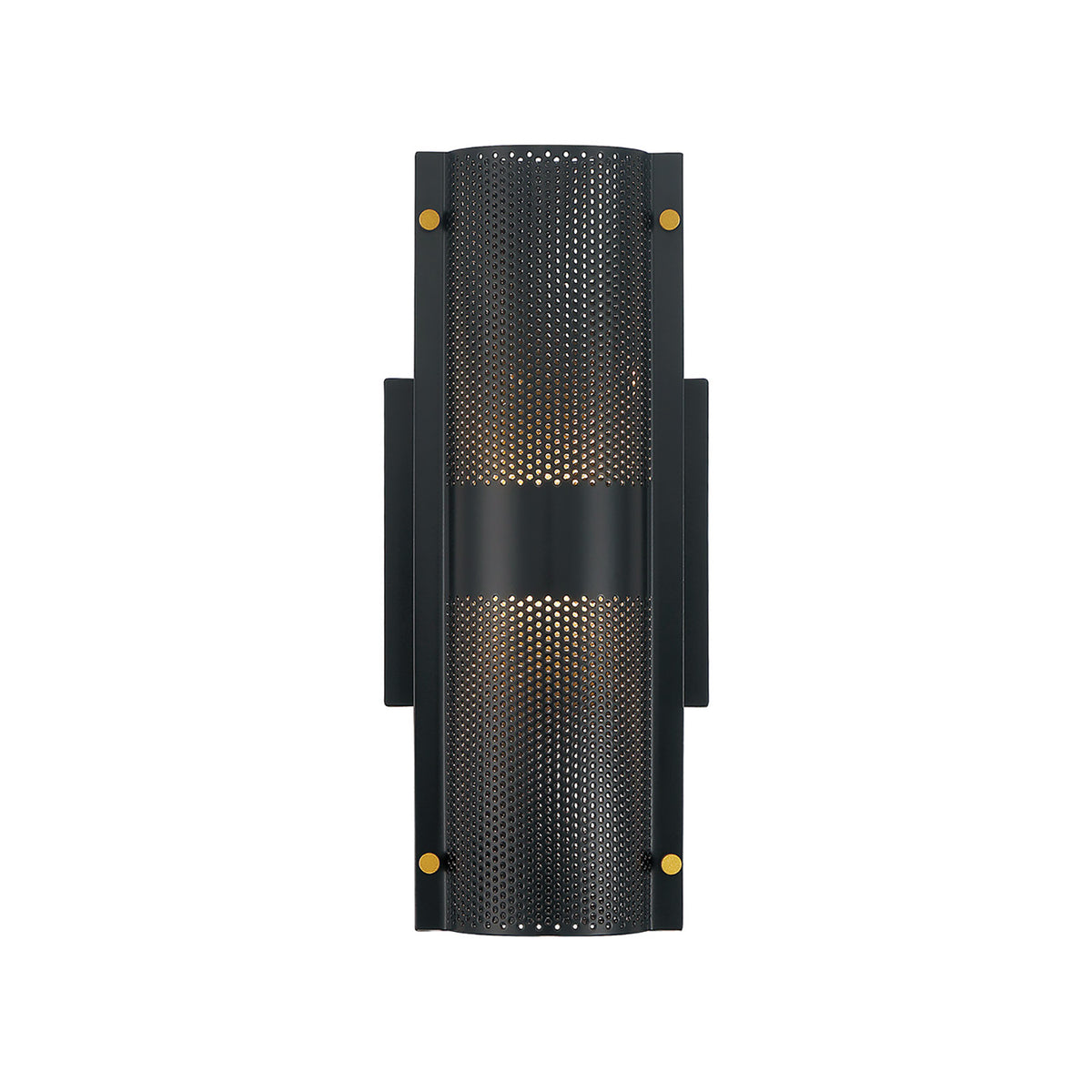 Quin LED Outdoor Wall Light 12", Black with Gold Accents – Lights.com