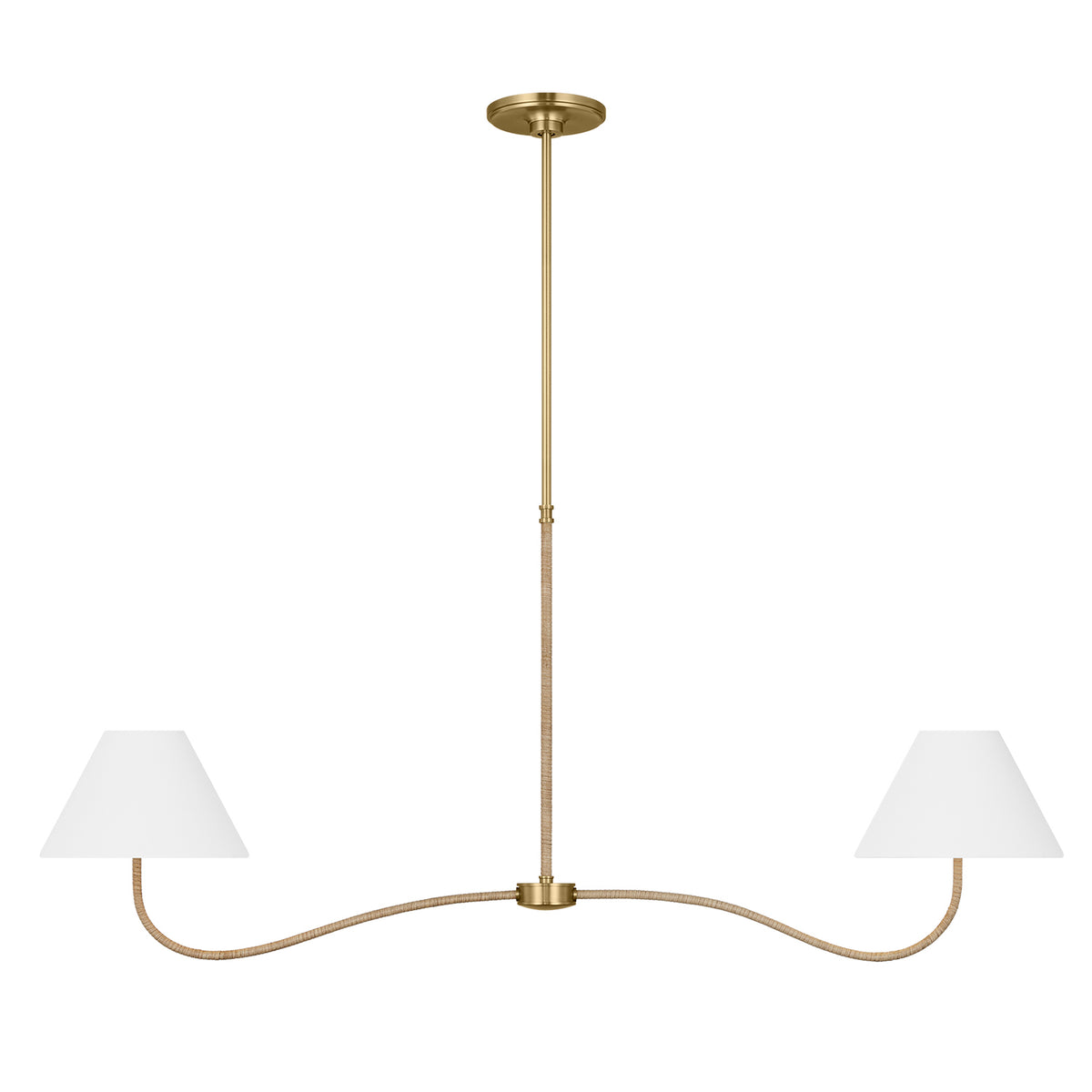 Harlow 2 Light Linear Pendant 51", Modern Brass with Rattan – Lights.com