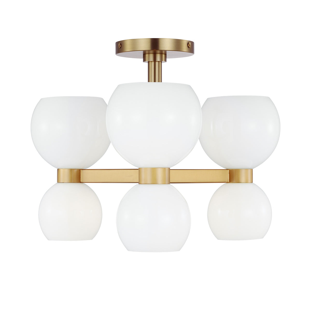 Matilda Semi-Flush 20", Modern Brass and Milk Glass – Lights.com