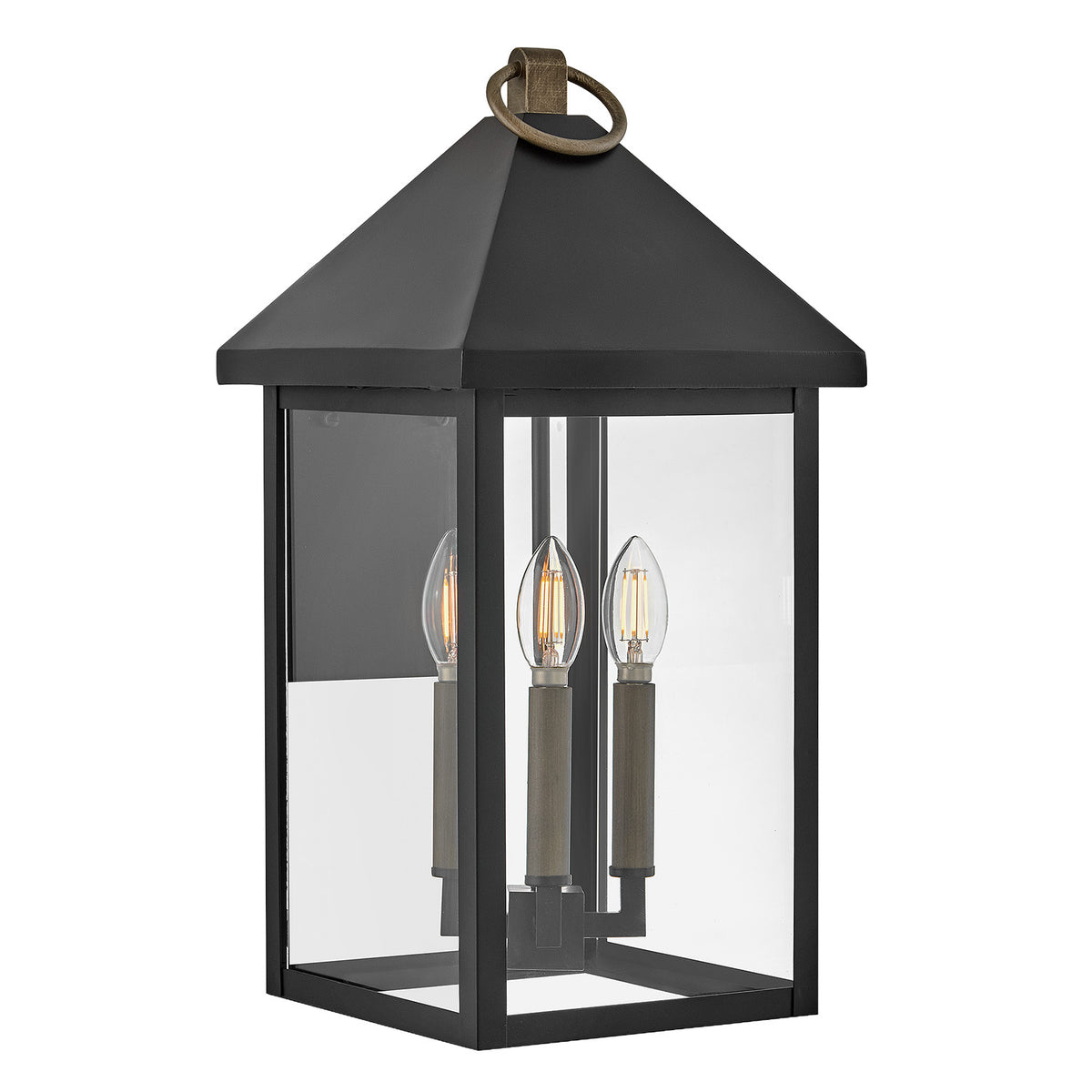 Jameson Outdoor Wall Light, Large 20" Black with Brass Accents – Lights.com